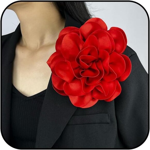 Jewelry | Dainty Satin Fabric Rose Flower Brooches 75in Extra Large Big ...